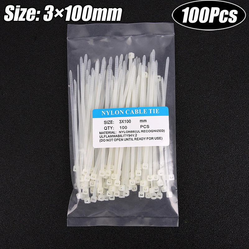 100pcs Hole Mount Nylon Cable Zip Ties / Self Locking Loop Wrap Bundle Tie Straps / Household ...