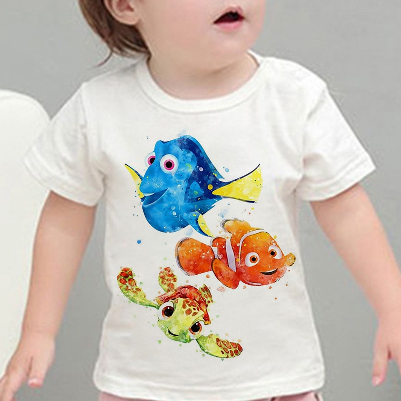 New White Boys' Short Sleeved Disney Fashion Cartoon Finding Nemo Print ...
