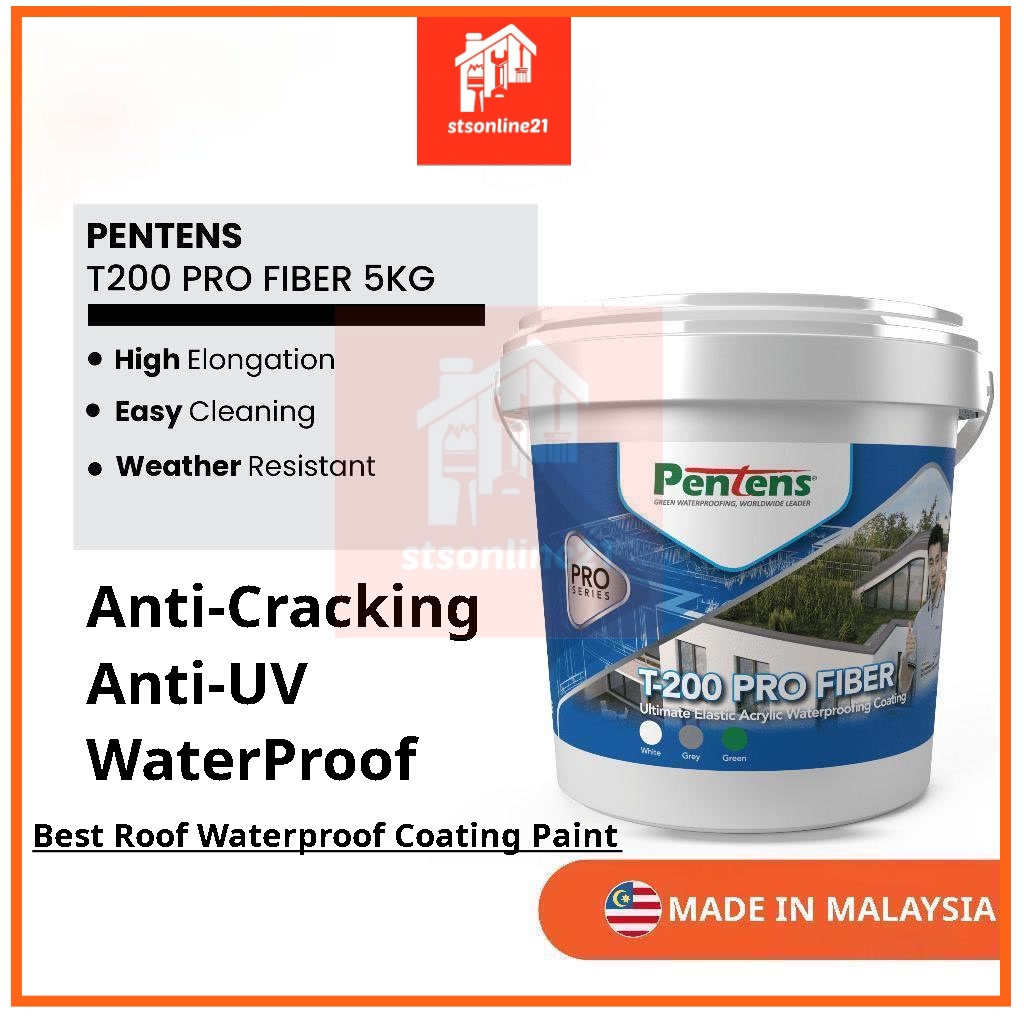 PENTENS T200 Pro Fiber 5KG Ultimate Elastic Acrylic Waterproofing Coating Waterproof Coating ...