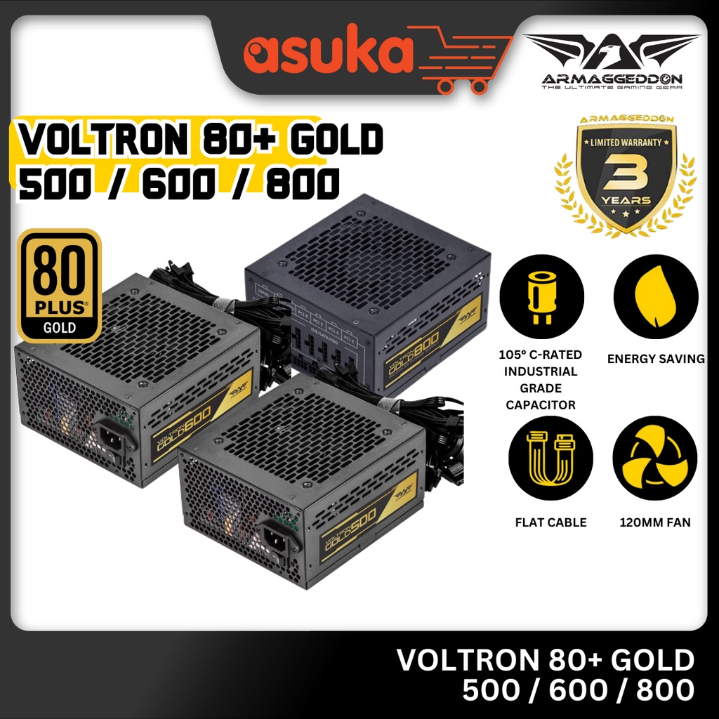 Armaggeddon Voltron 80+ Gold 500 500W / Voltron 80+ Gold 600 / Voltron 80+ Gold 800 Flat Cable ...