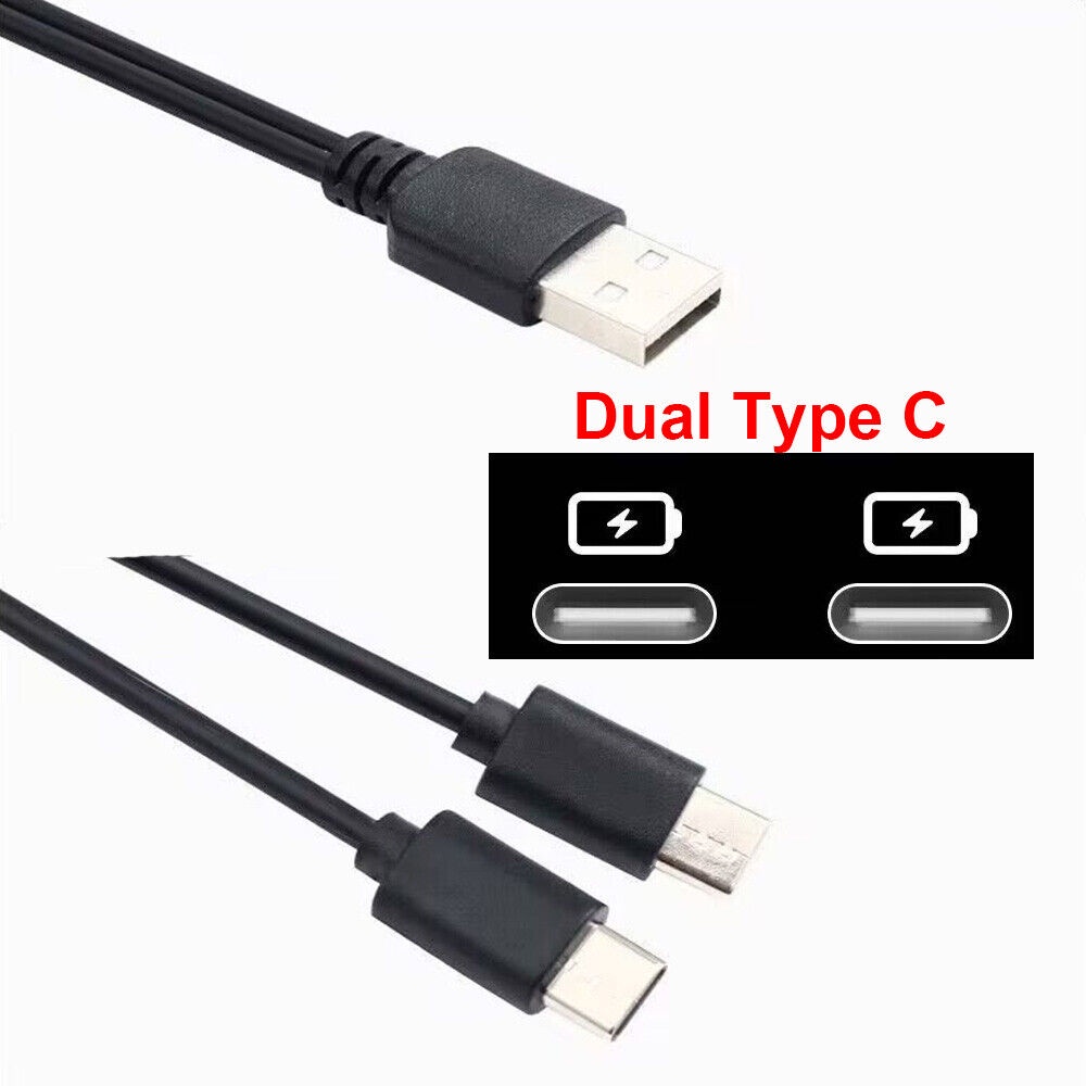 50Cm USB Male To Dual TYPE-C Male Plug Charging Power Y Cable Black ...