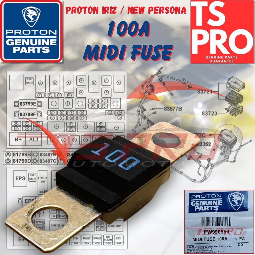 Proton Iriz New Persona VVT 100A Genuine MIDI Fuse PW990556 | Shopee ...
