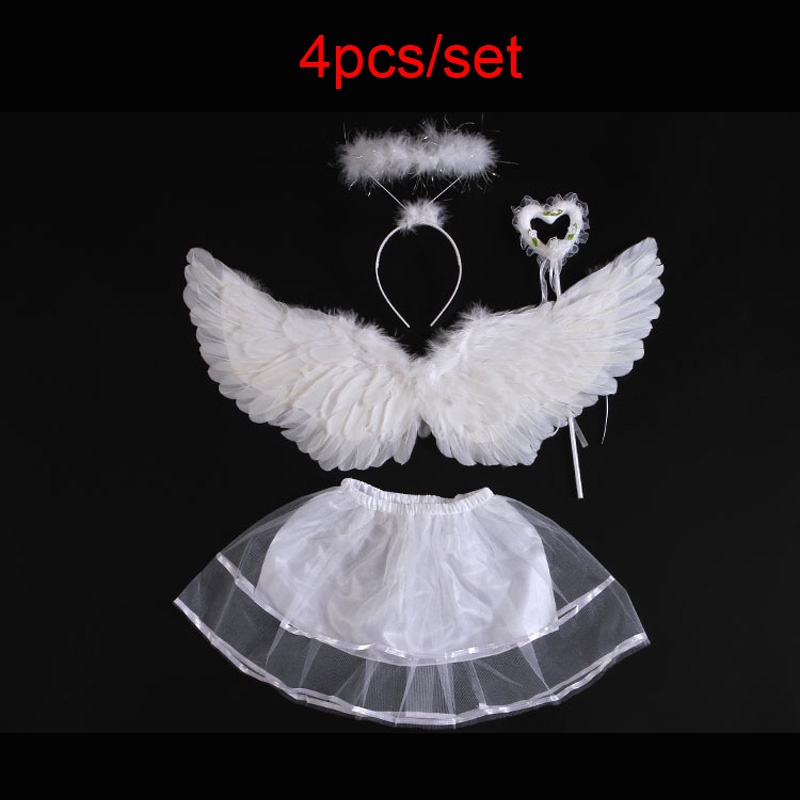 Angel Wings Costume for Kids White Feather Fairy Wings Set with Wand ...