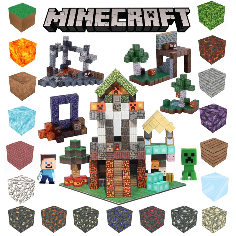 Game Minecraft DIY Set Ore Merchandise Magnet Toy Mine Assembling ...