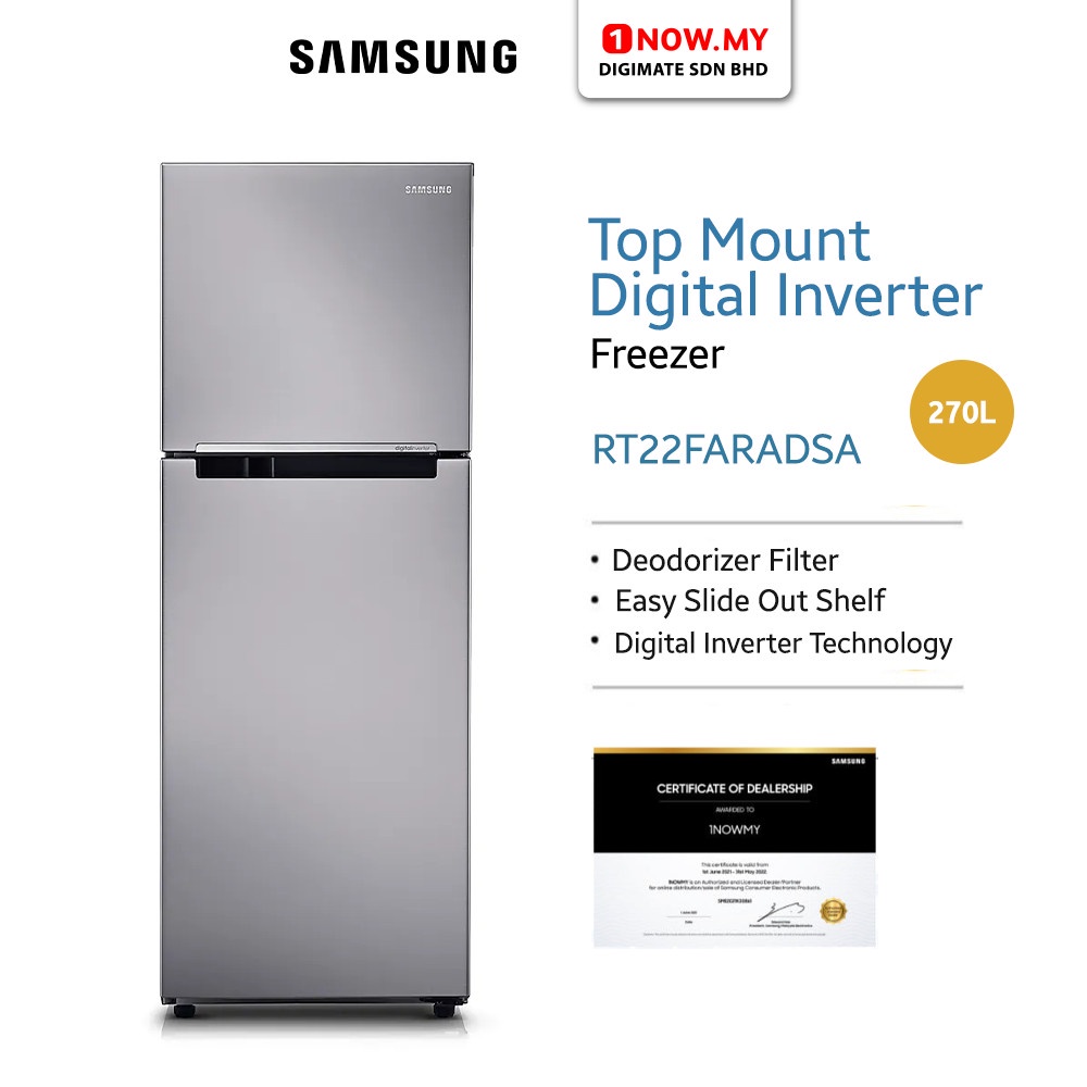SAMSUNG 270L Inverter Top Mount Freezer Refrigerator RT22FARADSA | Twin ...