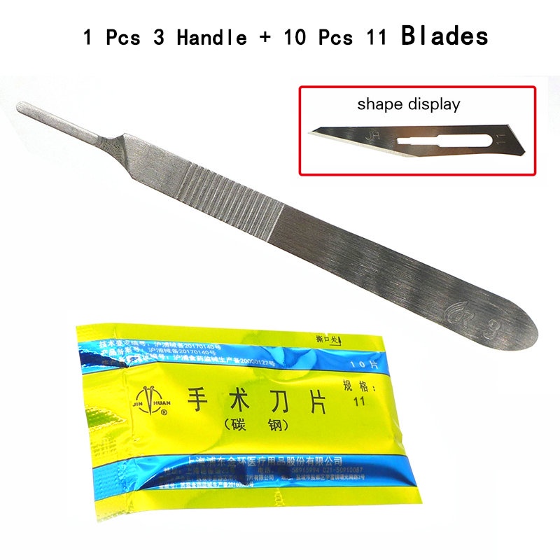 10pcs #10#11#15#23 Scalpel Blades and Handle for Dermaplaning Dental ...