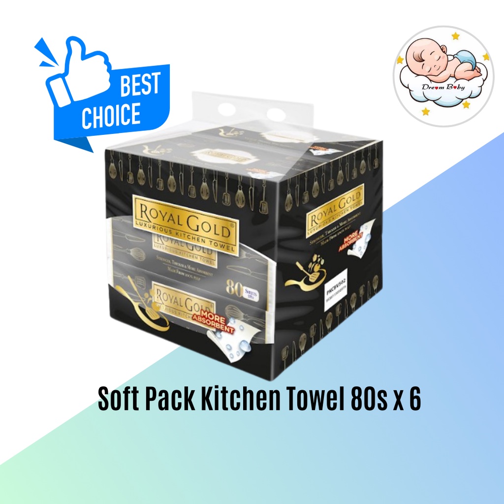 Royal Gold Soft Pack Kitchen Towel [80's x 6] | Shopee Malaysia