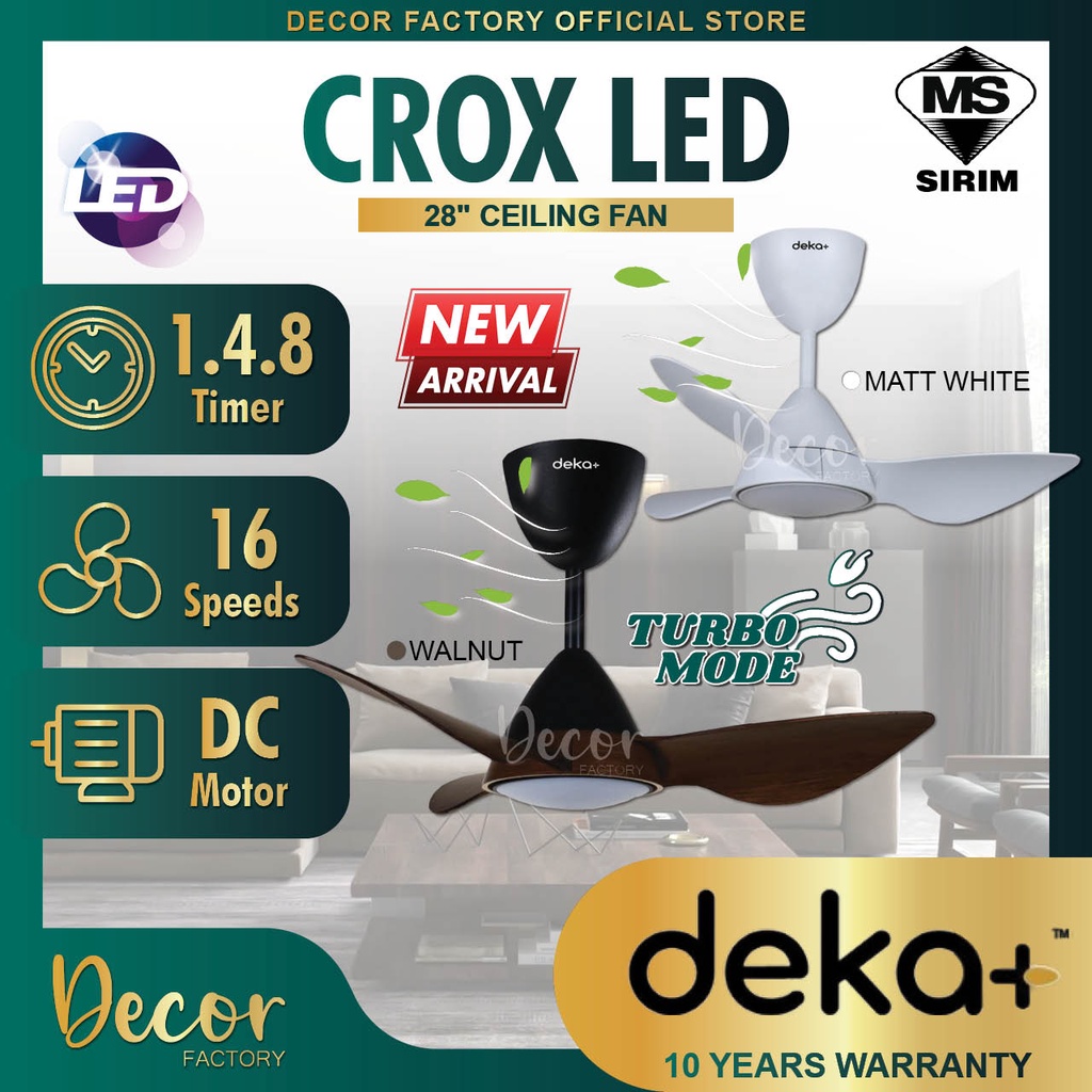 🔥NEW2024🔥 DEKA+ CROX LED 28'' 3 Blades 14 Speeds +TURBO Mode Remote ...