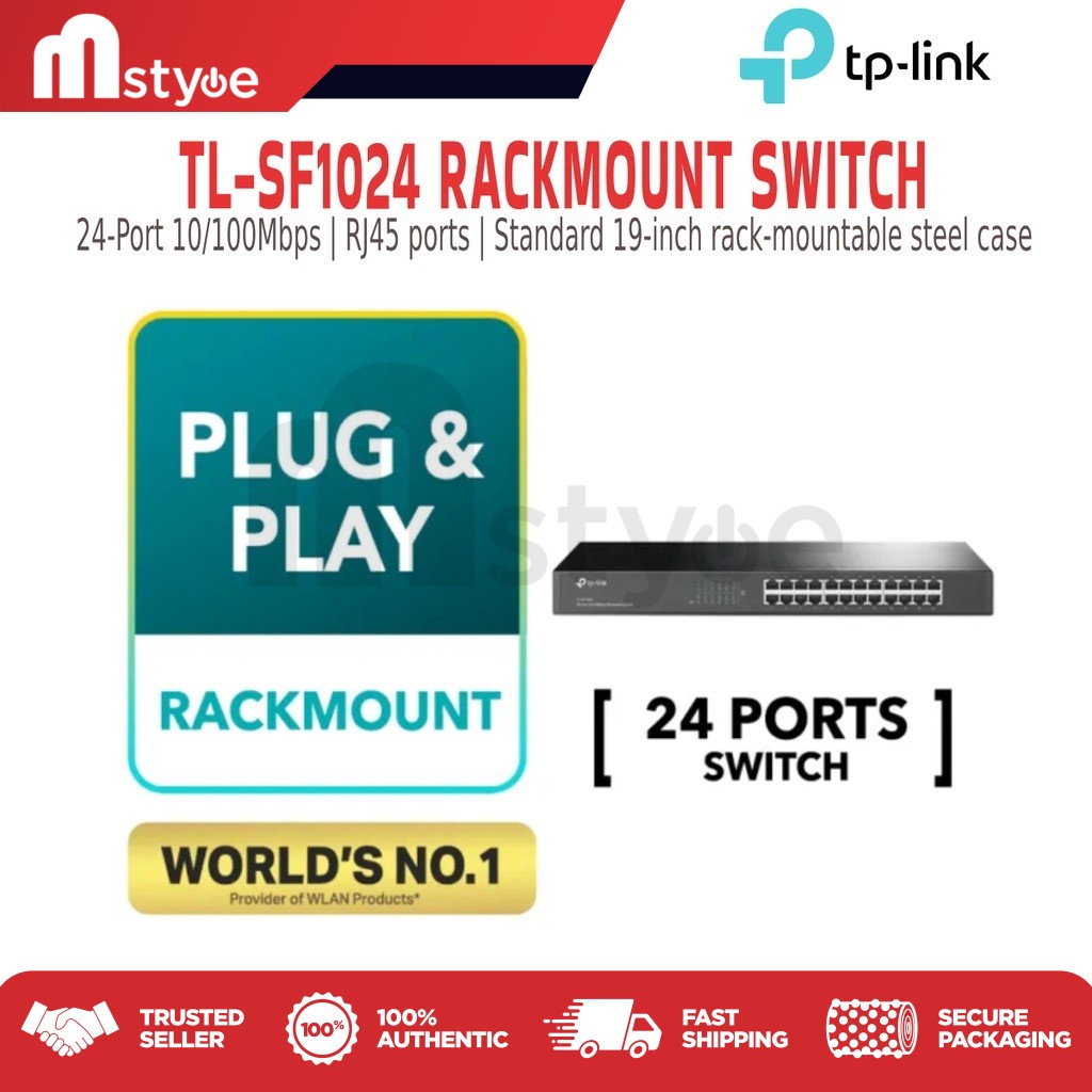 TP-Link 24-Port 10/100Mbps Standard 19-inch rack-mountable steel case ...