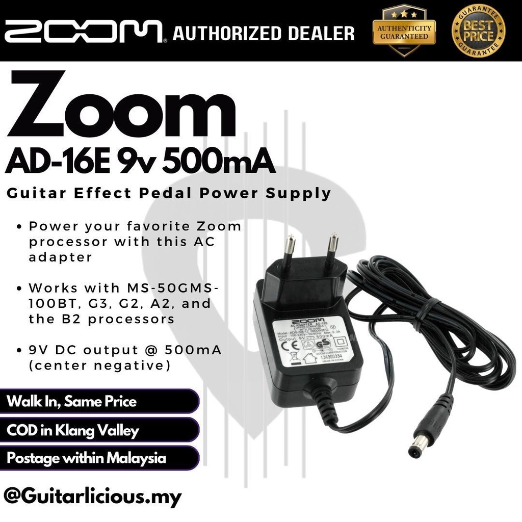 Zoom AD-16E 9v 500mA Guitar Effect Pedal Power Supply ( AD16E / AD 16E ...