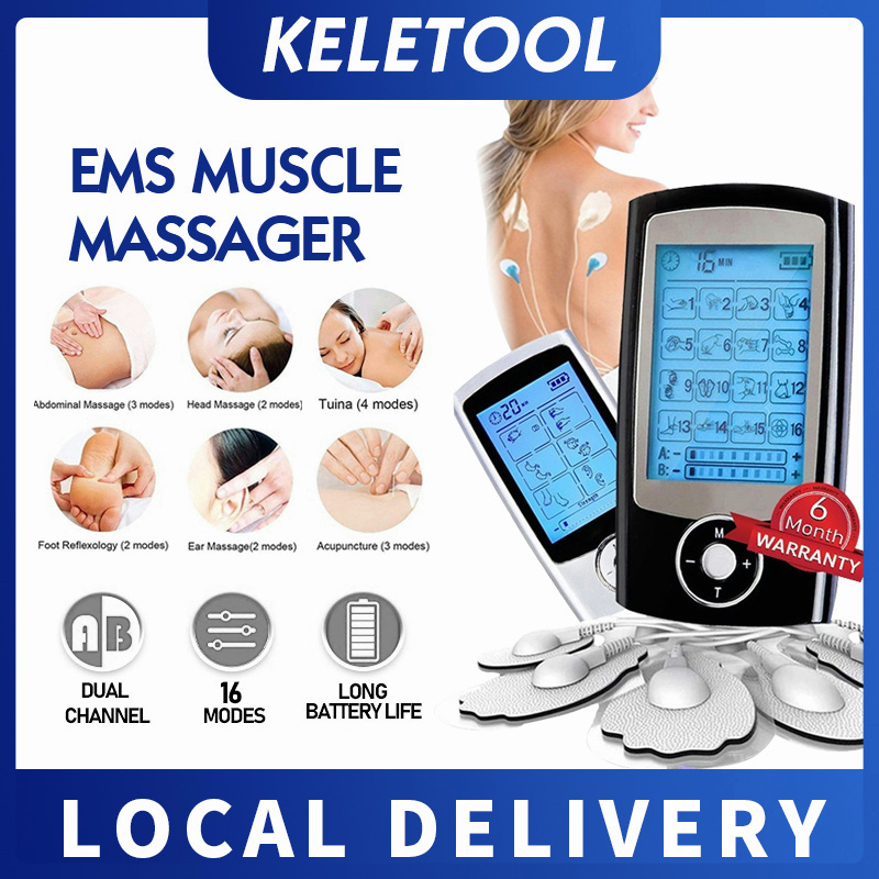 16 Modes EMS Electric Muscle Therapy Stimulator Tens Unit Machine ...