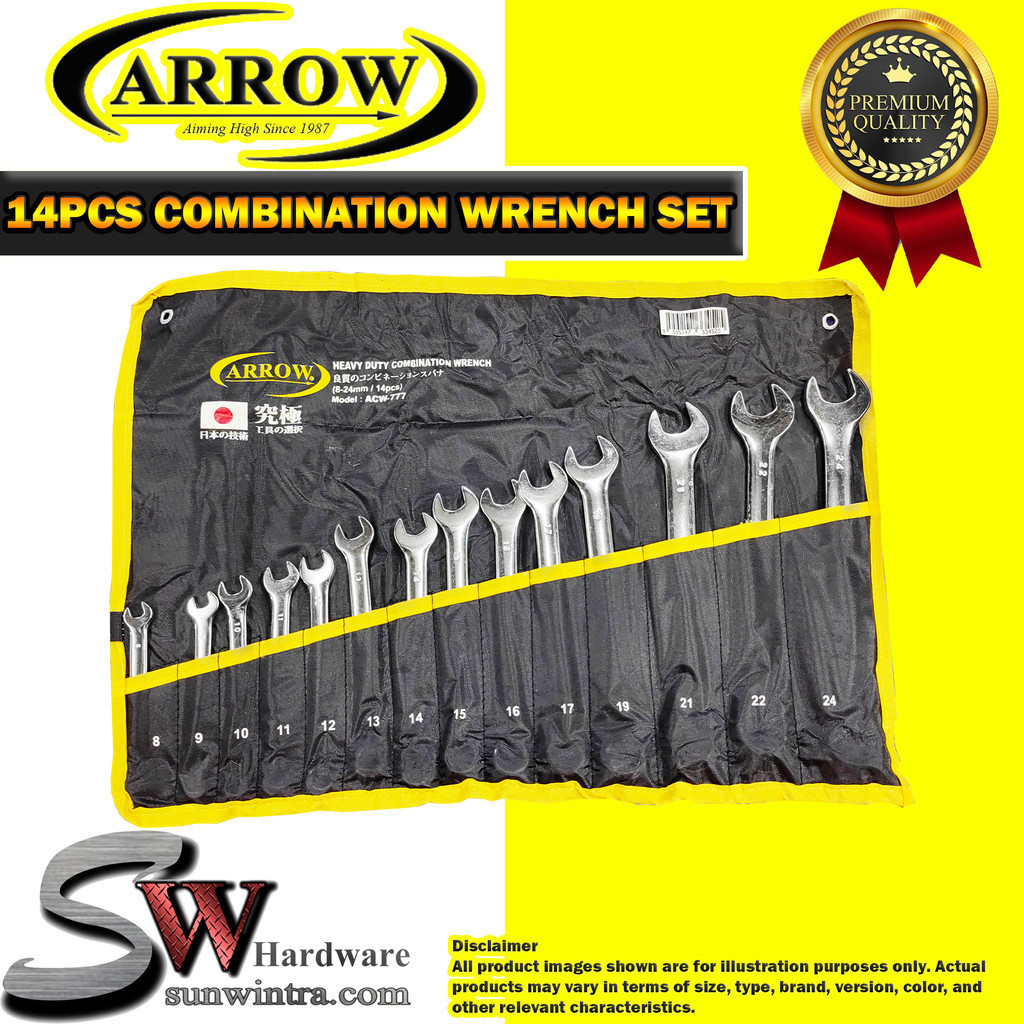 ARROW 14Pcs CR-V Combination Spanner Set Chrome Vanadium Steel Spanner ...