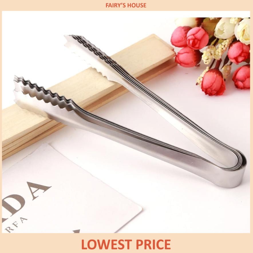 [Ready Stock] Stainless Steel Food Ice Cubes Clip Food Tong BBQ Buffet ...