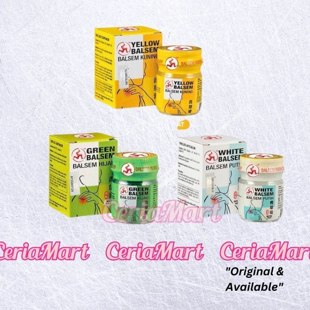 Three Legs Yellow/ White/ Green Balsem 36g (Cap Tiga Kaki Balsem Kuning ...