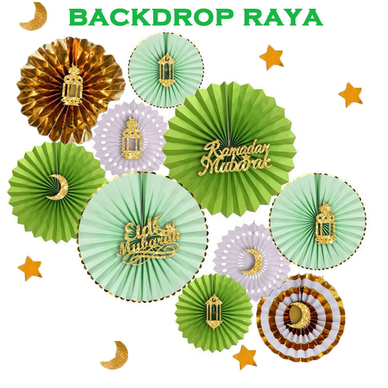 8Pcs/Set Paper Fan Flower Set Backdrop Raya Hari Raya Decoration 2025 ...