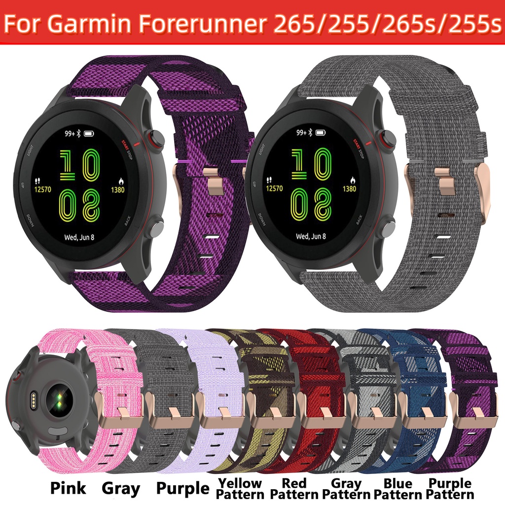 18mm / 22mm Nylon Watch Strap For Garmin Forerunner 255 265 255s 265S ...