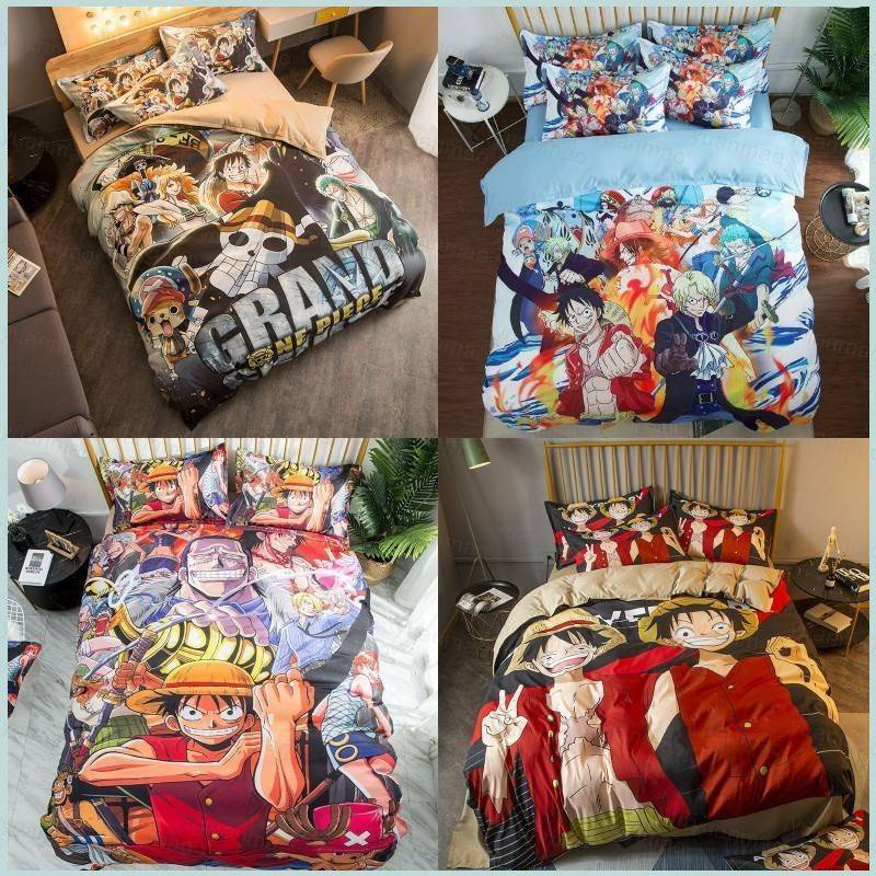 Loye One Piece Luffy Anime 3in1 Bedding Set Bed Sheet Quilt Cover ...