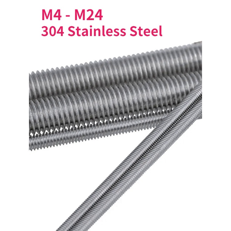 M4 - M20 304 Stainless Steel Reverse Teeth Screw Rod Full Teeth Thread ...