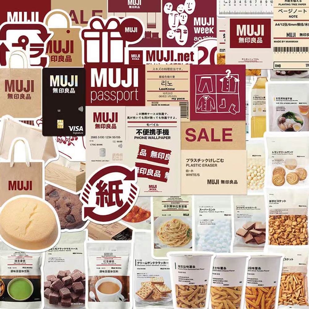 58 pcs MUJI Brand Tags & Products Waterproof PVC Stickers | Shopee Malaysia