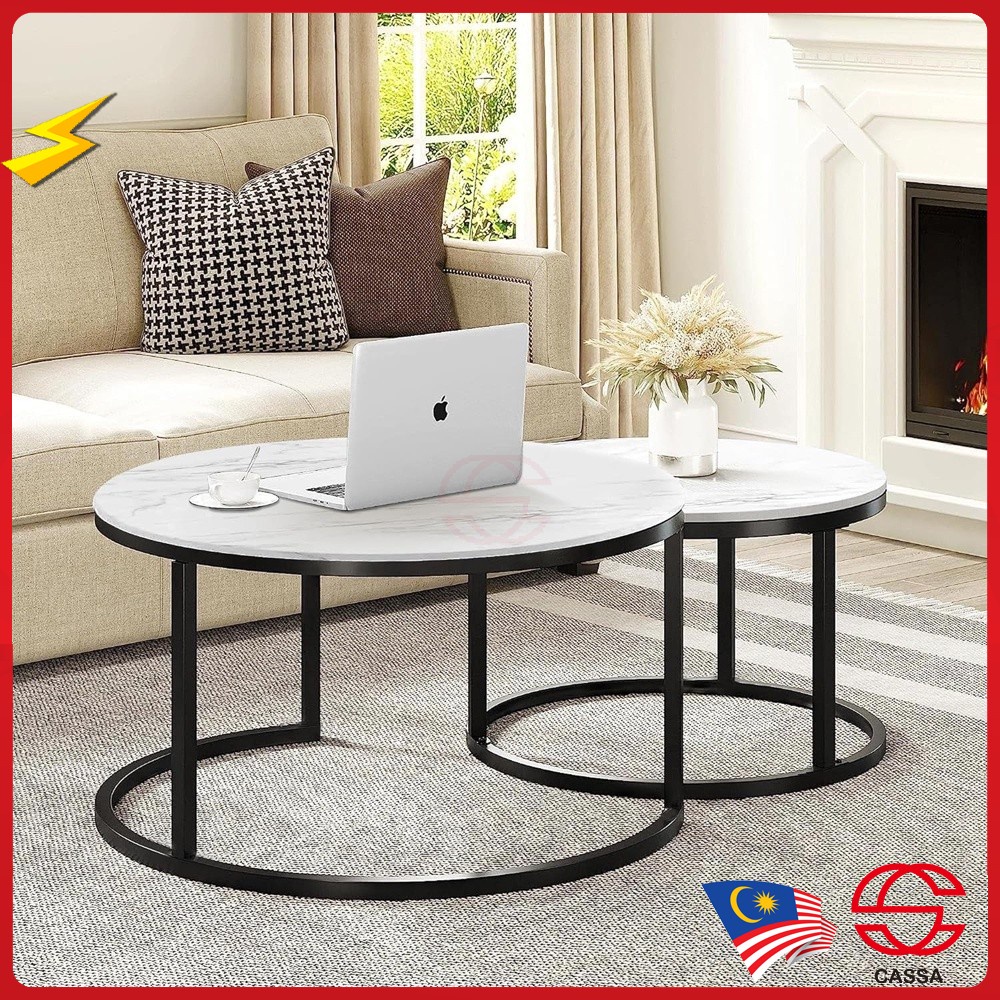 Cassa FIR Round Coffee Table Shinning Surface Ceramic Top - 60/80CM ...