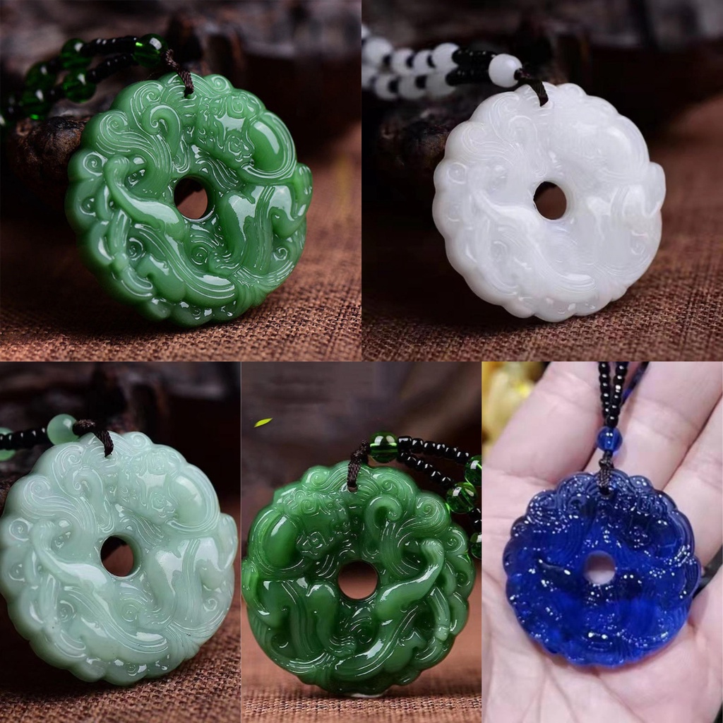 Imitating Hetian jade Emerald Money Pixiu Pendant Necklace Jewellery ...