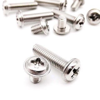 25PCS M2 M3 M4 M5 M6 304 A2 Stainless Steel Cross Phillips Pan Round Truss Head With Washer ...
