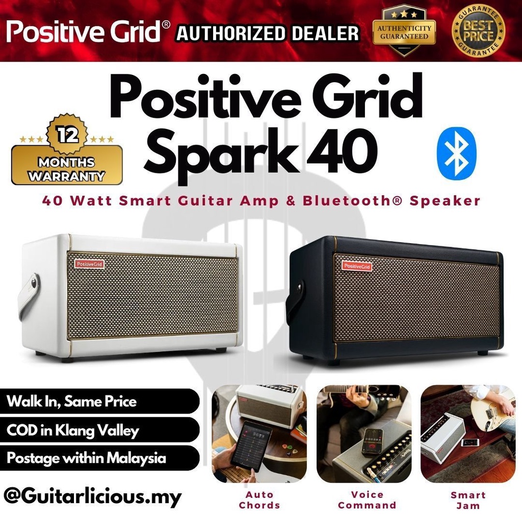 Positive Grid Spark Smart Guitar Amplifier , 40 Watt Smart Guitar Amp ...