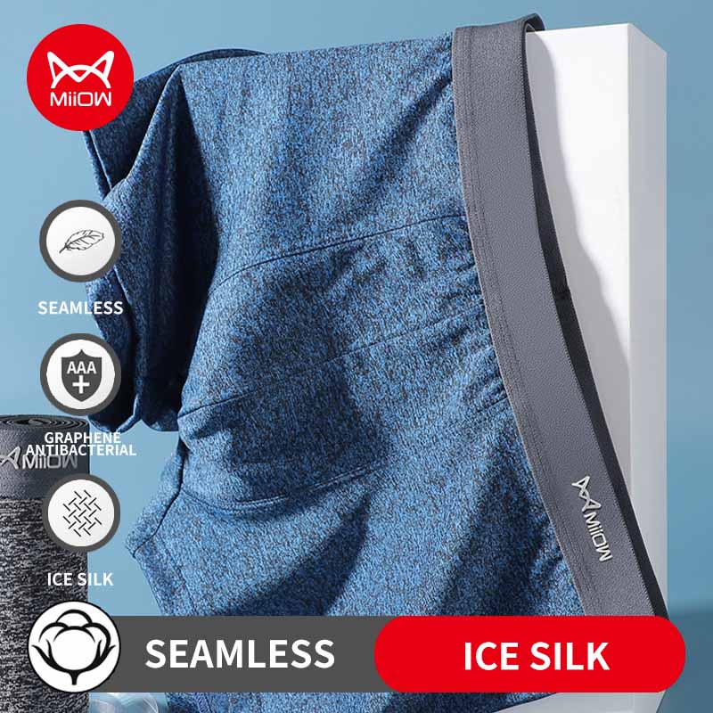 MiiOW 1Pcs Ice Silk Seamless Sexy Men Underwear Boxers AAA Antibacterial Men's Panties ...