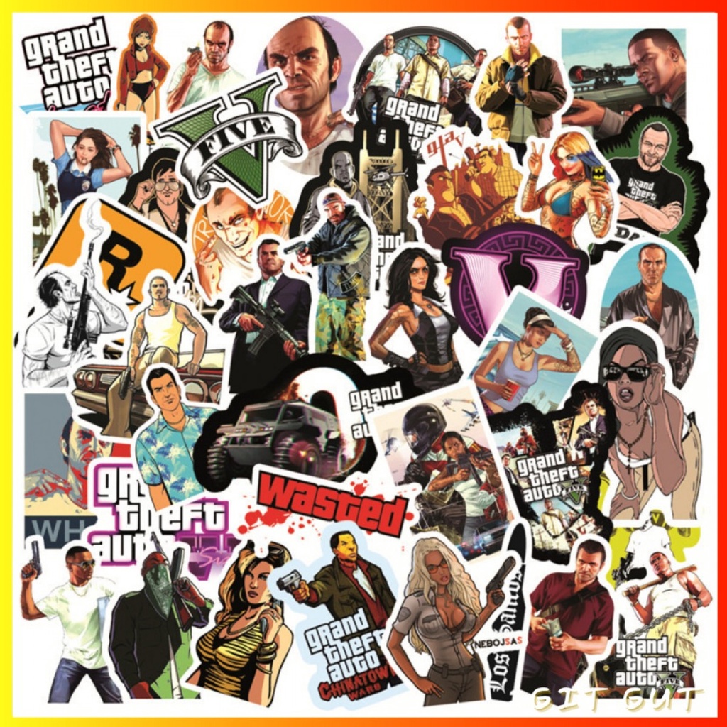 Sticker Pack 50 pcs GTA Grand Theft Auto Vinyl Stickers | Shopee Malaysia