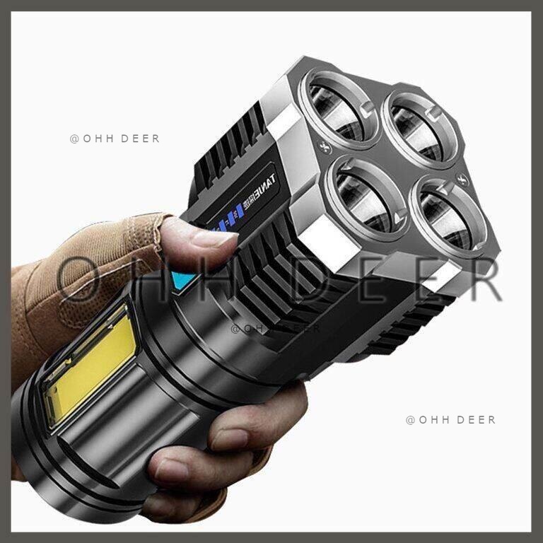 OHHDEER Portable LED Flashlight Super Bright USB Rechargeable Torch ...