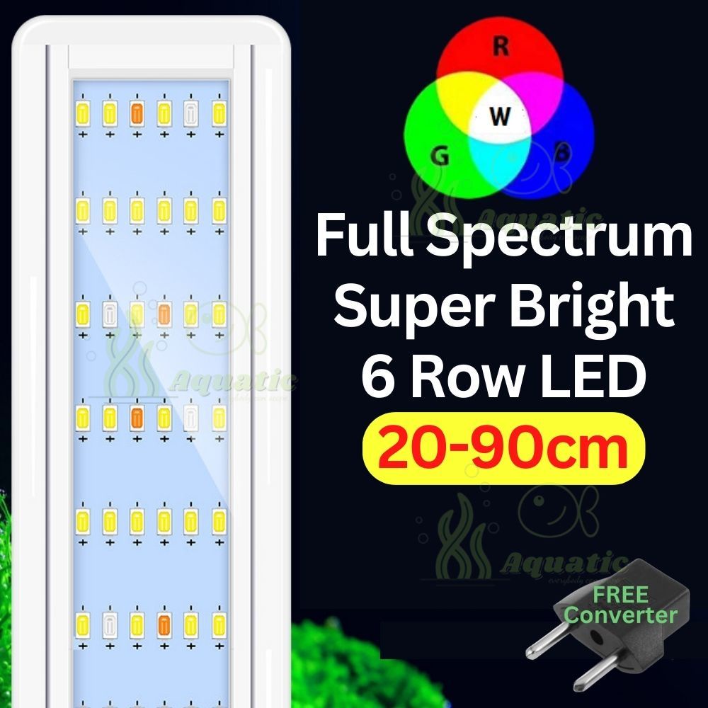 XGD Roxin Aquarium LED Light 6 Row Super Bright WRGB Full Spectrum ...