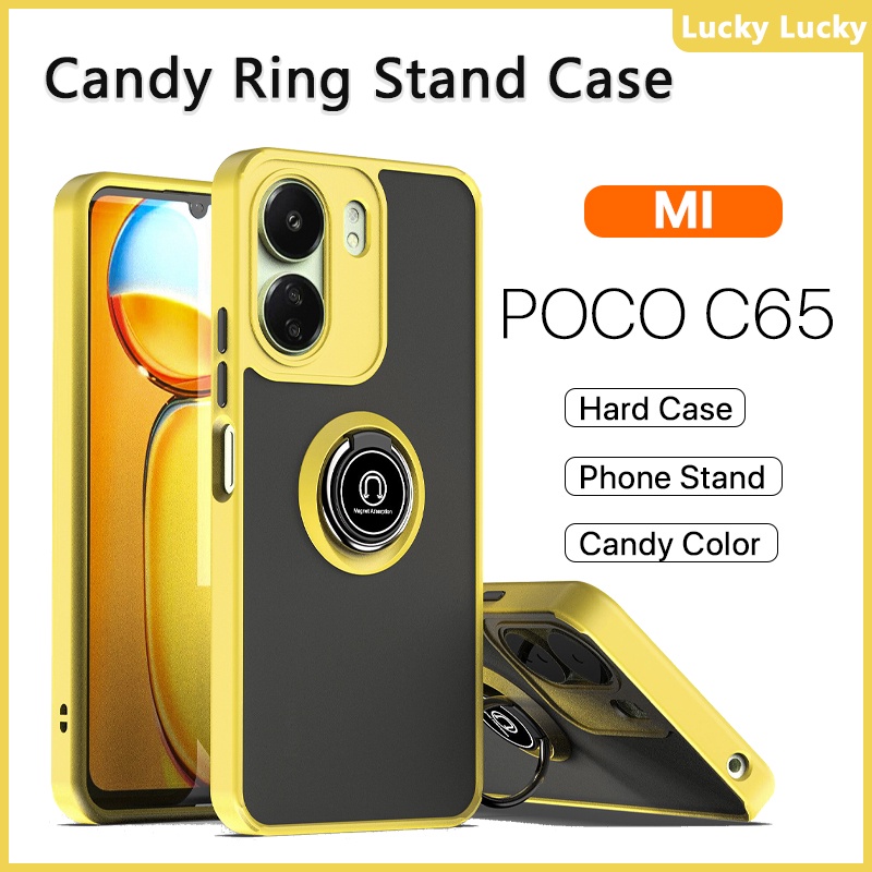 POCO C65 Casing POCO F5 Pro X5 Pro 5G Case Hard Acrylic Ring Stand ...