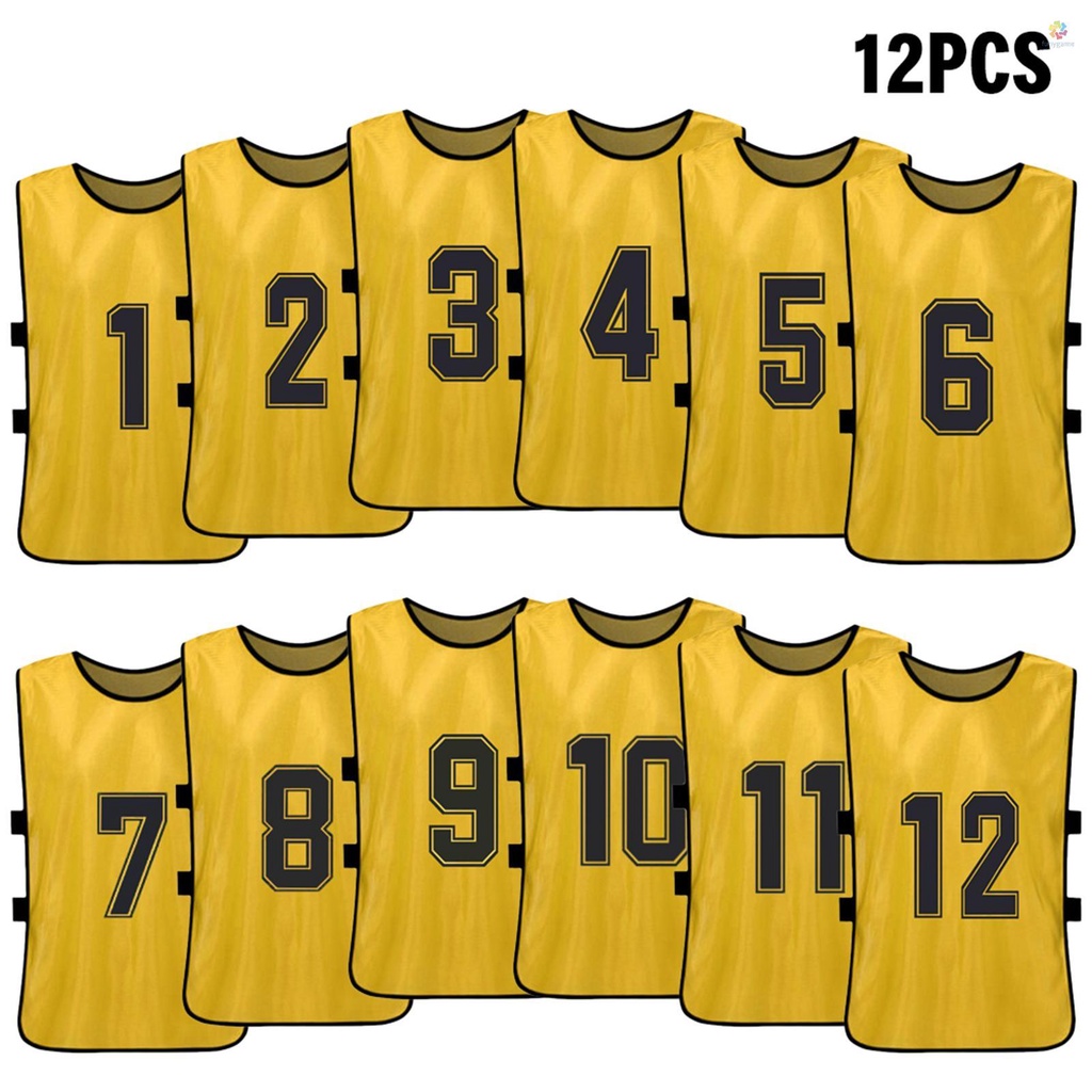 12 PCS Adults Soccer Pinnies Quick Drying Football Team Jerseys Youth ...