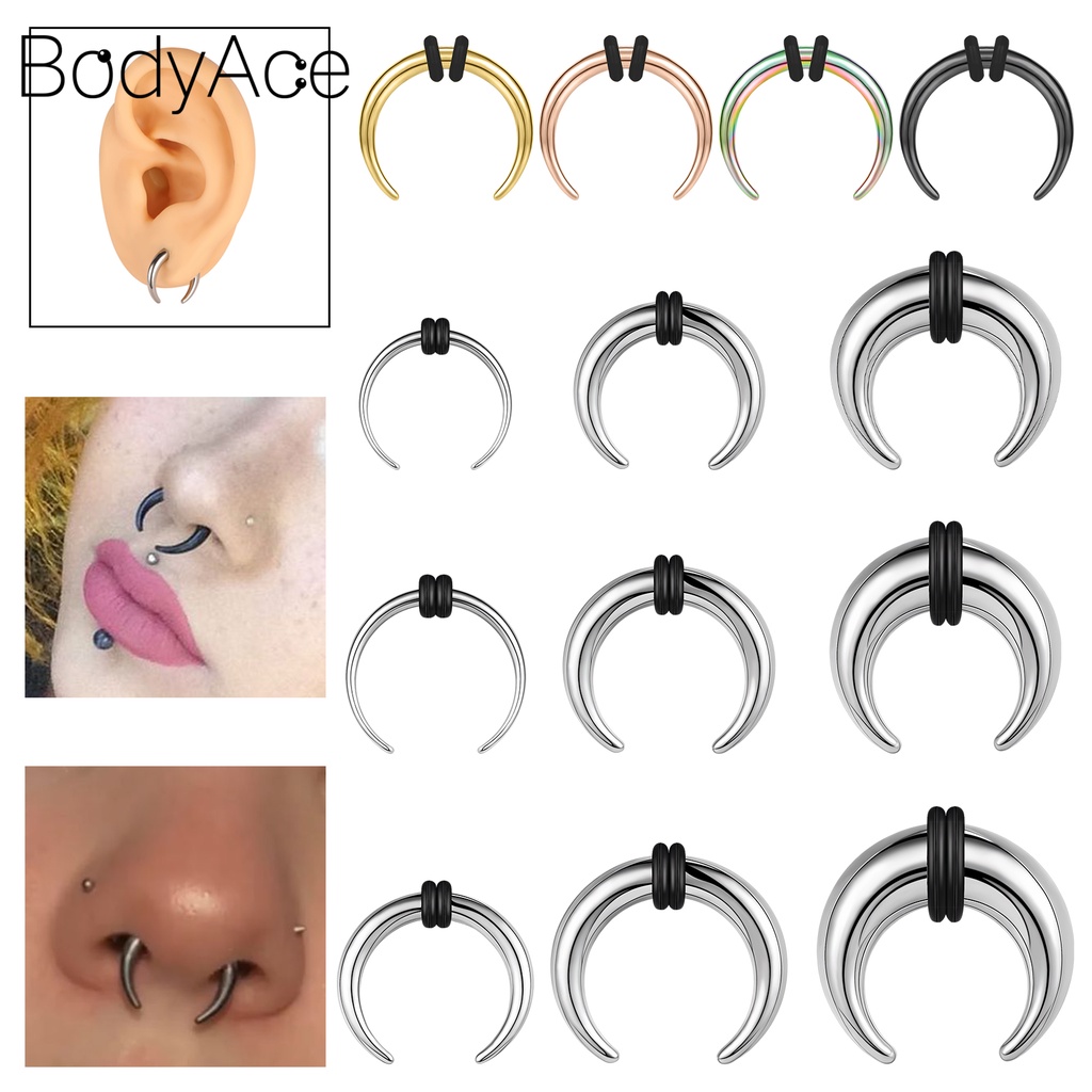 Bodyace 1 PC C-Shape Ear Expander 316L Stainless Steel Septum Nose Ring ...