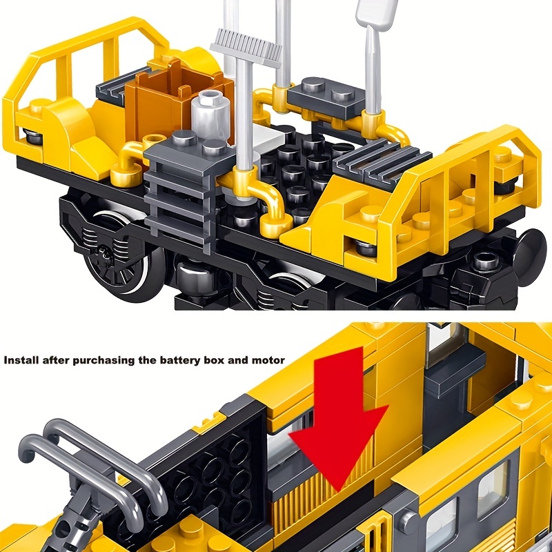 431pcs Yellow Track Train Model Small Interlocking Technology Building ...