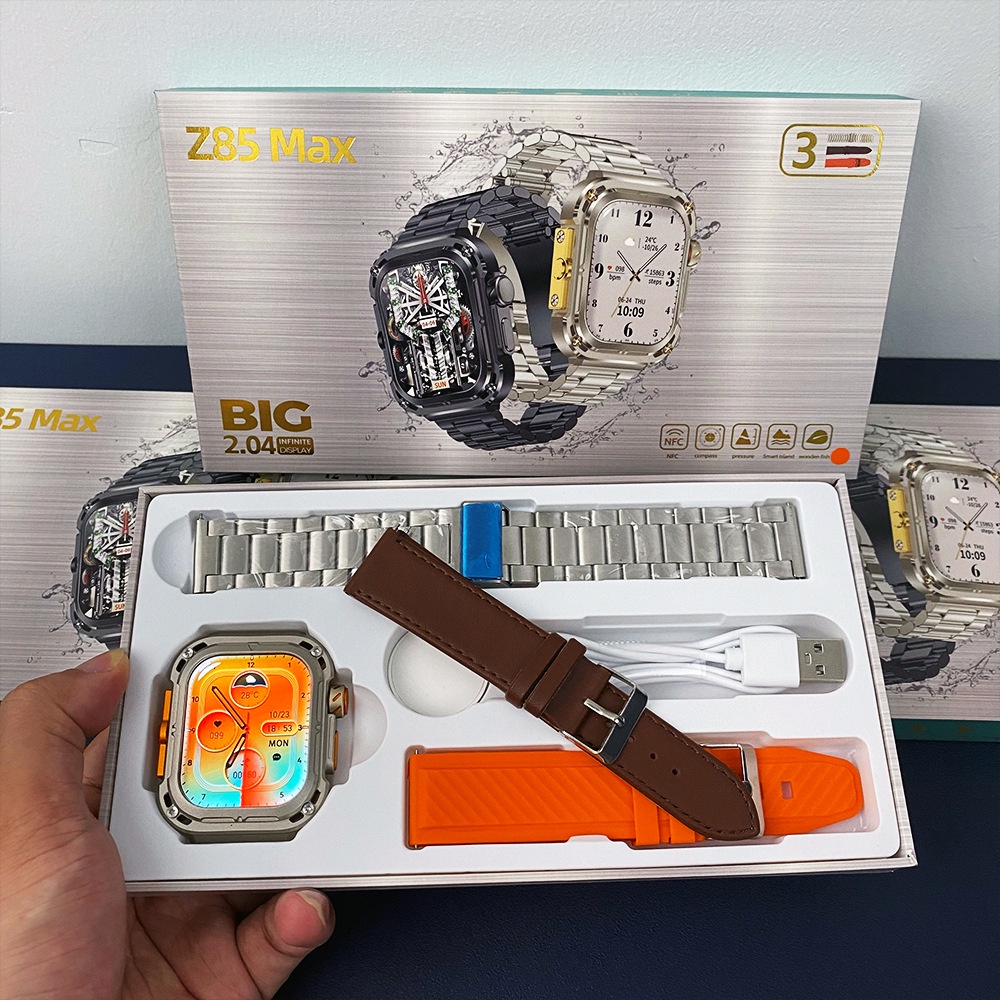 SmartWatch Z85 Max With 2 Different Straps Square Screen Waterproof Compass NFC Heart Rate ...