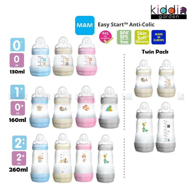 MAM Easy Start Anti-Colic Bottle 130ml/160ml/260ml Single Pack Twin Pack Baby Bottle Susu Botol ...
