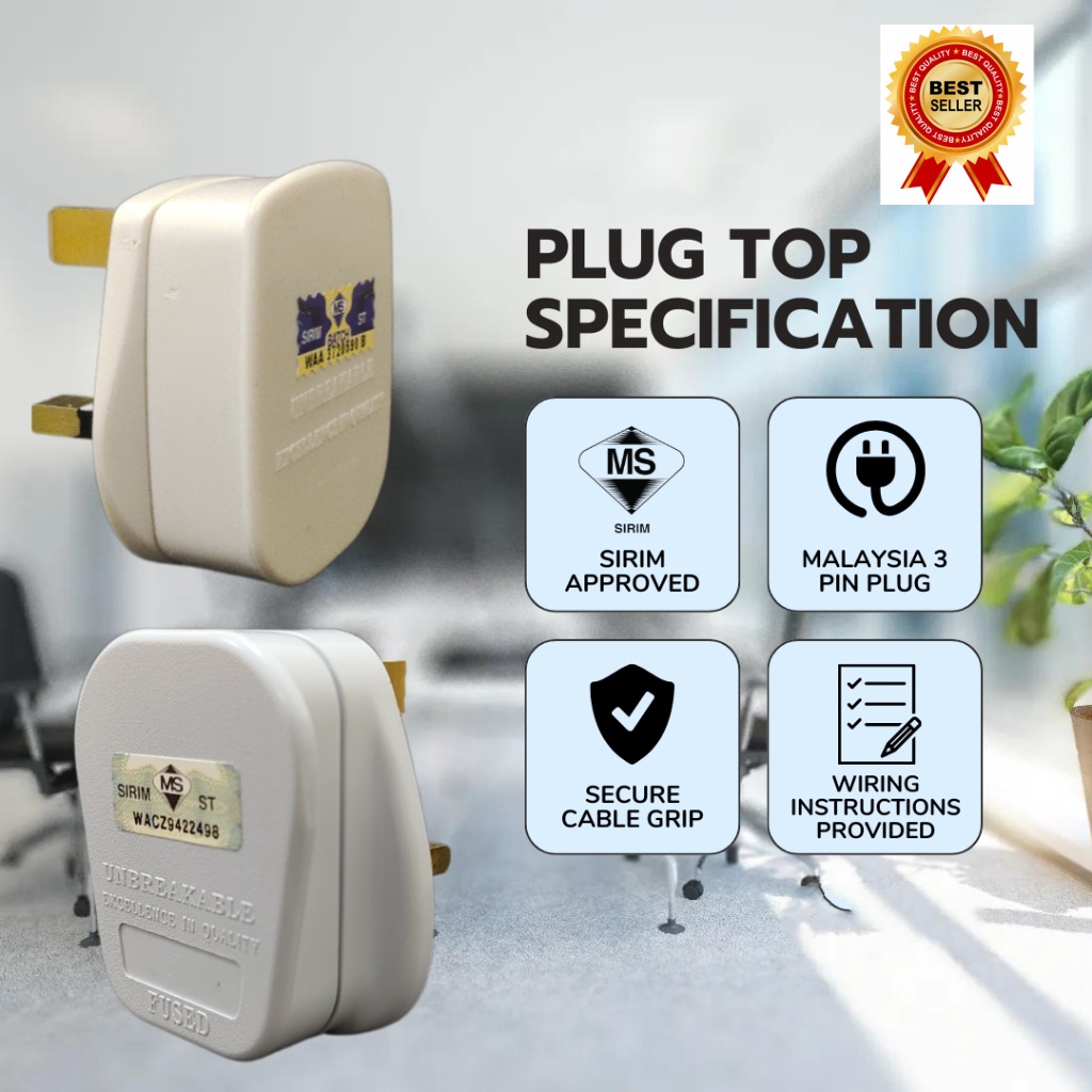 PLUG TOP 13A UMS 3PIN (SAFETY SIRIM PRODUCT) 插头PALAM LUAR SOCKET SOKET ...