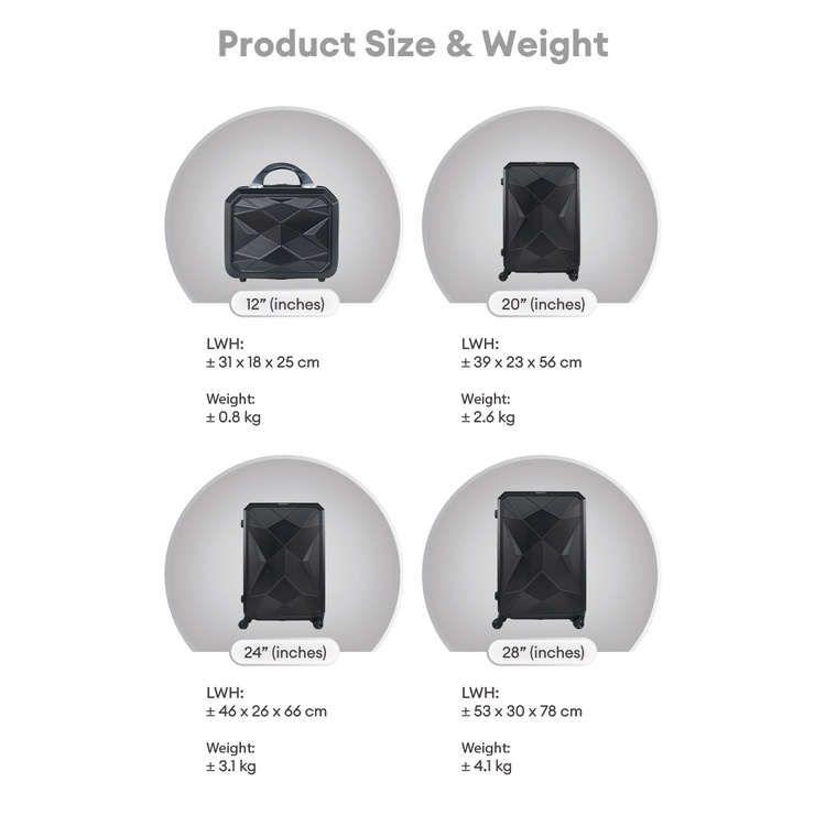 Case Valker Carja 4in1 ABS Hard Case Luggage (28" + 24" + 20" + 12 ...