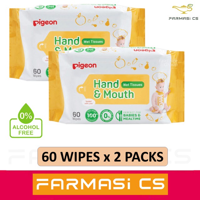 Pigeon Hand and Mouth Wet Tissues 60 Wipes x 2 Packs EXP:01/2026 [ Baby ...