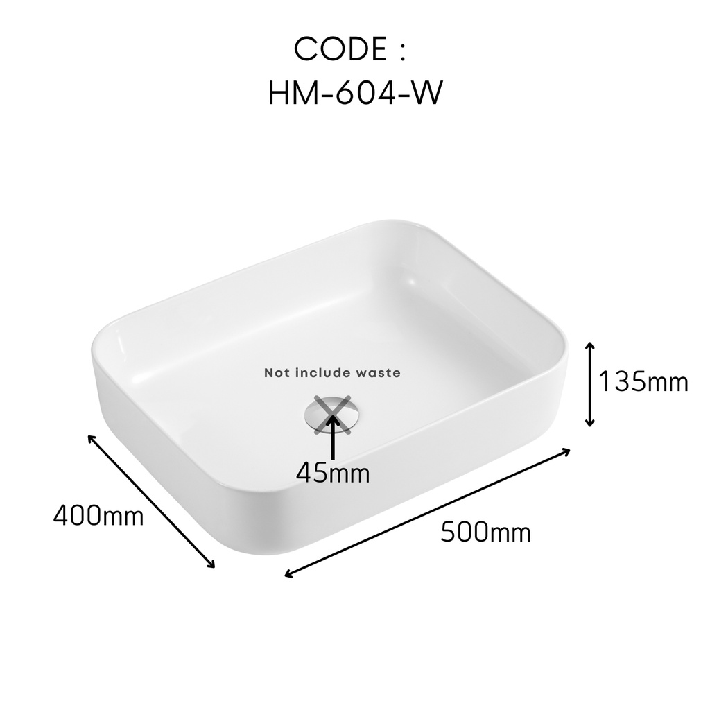 HEMOS BATHROOM CERAMIC WASH BASIN TABLE TOP ART BASIN SQUARE VESSEL ...
