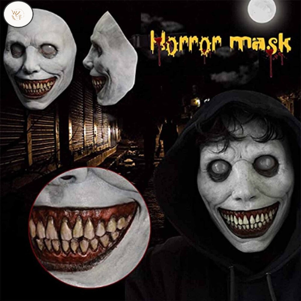 WF Creepy Halloween Horror Mask Exorcist Smile Mask Evil Face Costume ...