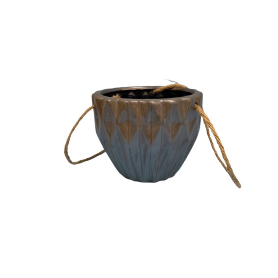 [Floristsworld] 19X19X15.5CM Aesthetic Copper Brown Ceramic Pot + Hemp ...