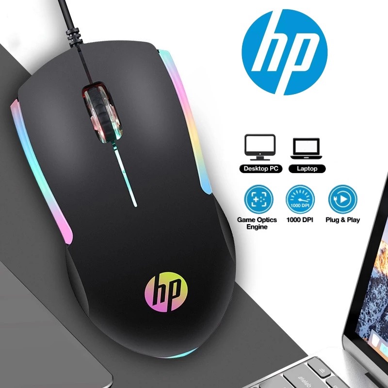 HP USB Wired Gaming Mice M160 Optical DPI 1000 3D Ergonomik Gamer Mouse for Computer Laptop RGB ...