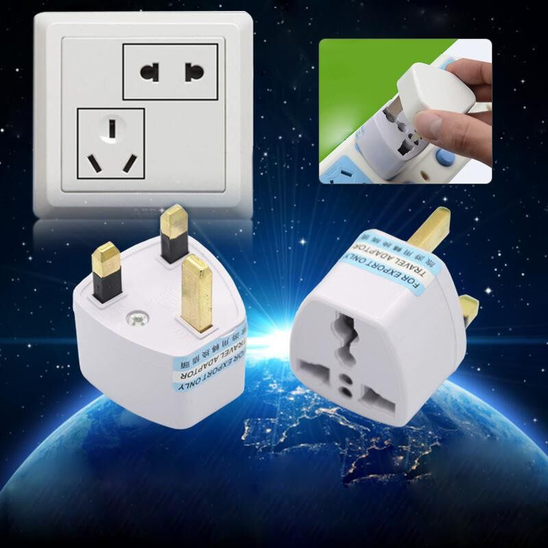 3 Pin Plug UK Euro European Converter EU Travel Mains Power UK Socket ...