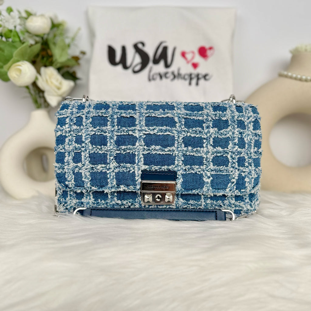 MK Tribeca Large Convertible Chain Shoulder in Denim (30S4S2RL7C ...