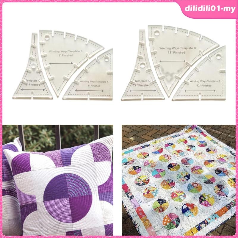 [DilidilidaMY] 3Pcs Quick Curve Quilt Template Quilting Rulers Cutting ...