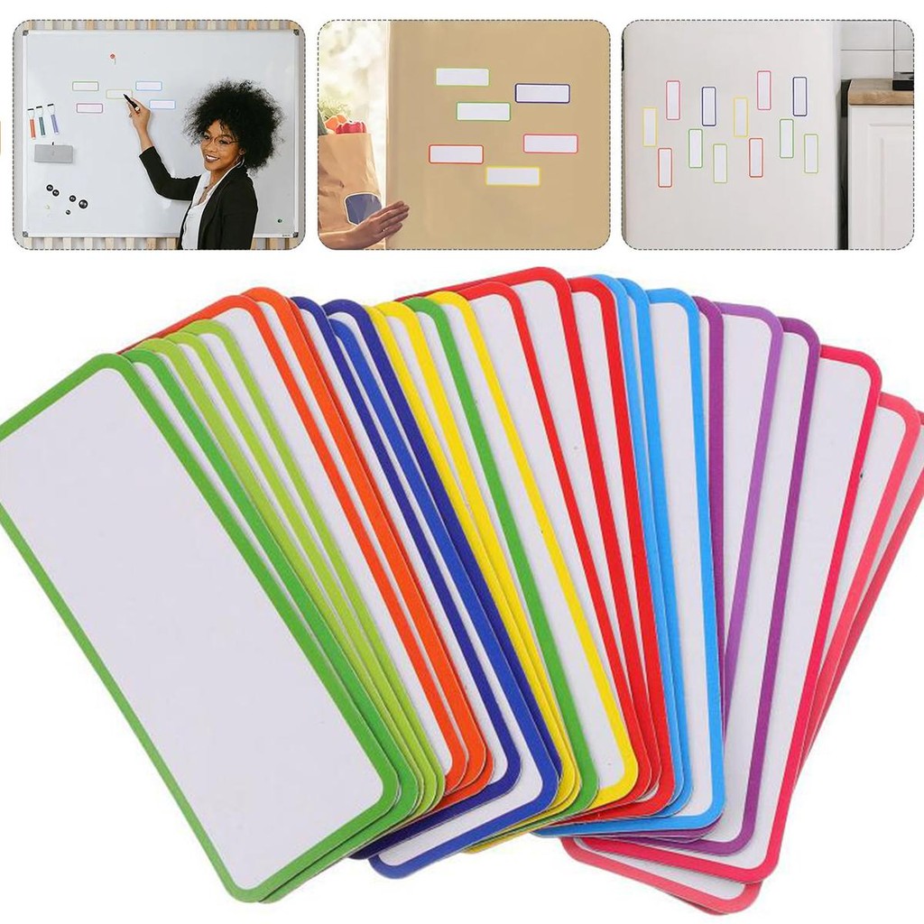 27Pcs Tag Board Erasable Labels Wipe Markers Writable Magnets Dry Erase ...
