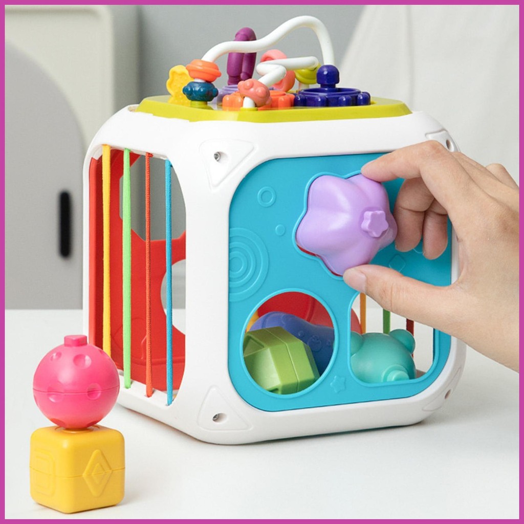 Learning Cube 7-in-1 Busy Cube Sensory Board Parent-Child Interactive ...