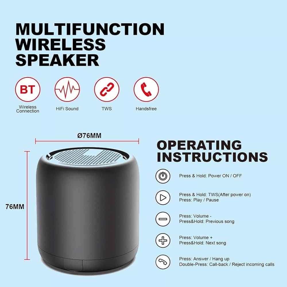 Bluetooth Speaker HD Stereo Surround Sound Subwoofer Loudspeaker Mini ...